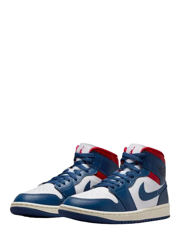 JORDAN 1 Mid Sneakers - White/ French Blue/ Red/ Sail