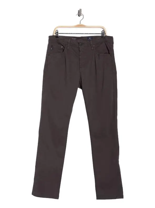 Ag Slim Straight Stretch Sateen Pants - Dark Rock