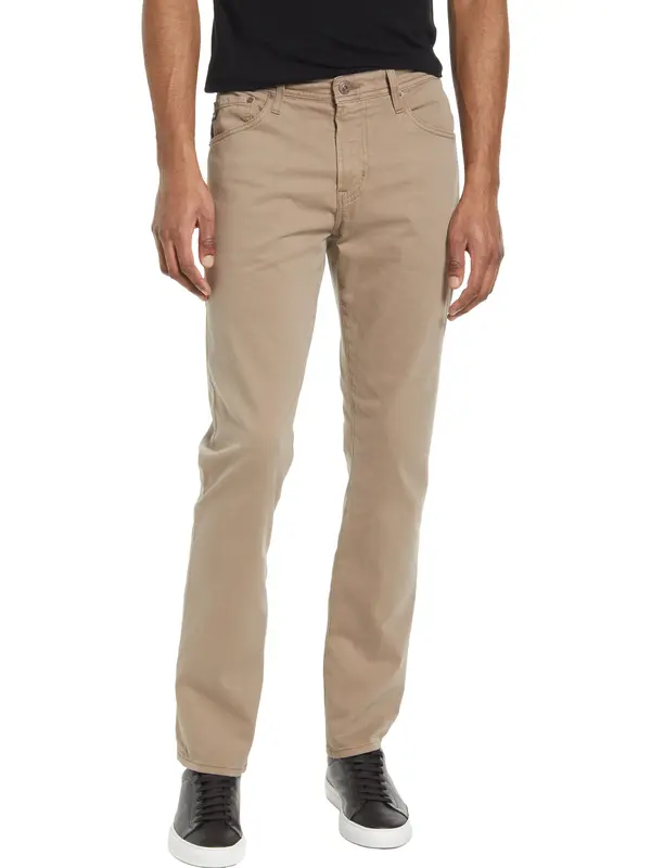 Ag Slim Straight Stretch Sateen Pants - Stone Barrack