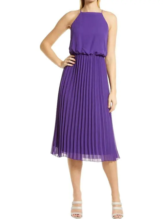 Sam Edelman Sleeveless Pleated Midi Dress - Purple