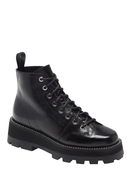 JIMMY CHOO Colby Crystal Welt Platform Lace Up Boot - Black