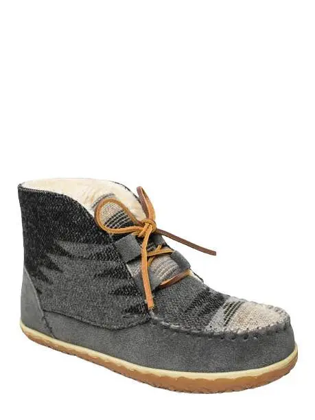 Minnetonka Torrey Faux Fur Lined Slipper Bootie - Grey Knit/suede