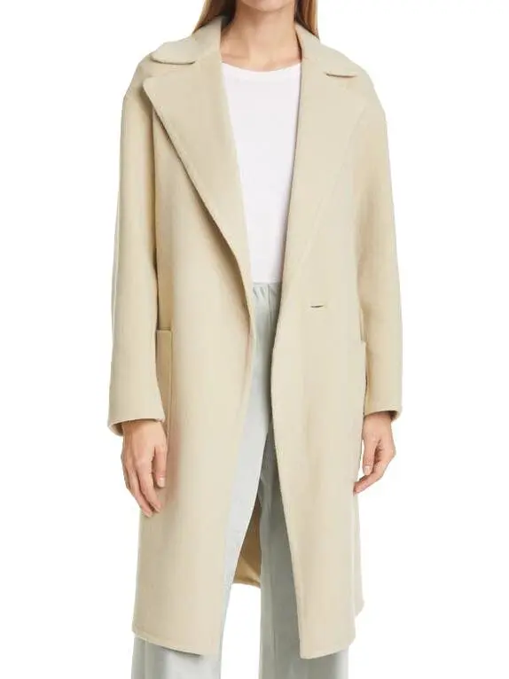 Vince Patch Pocket Belted Wool-blend Coat - Sepia