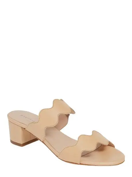 PATRICIA GREEN Palm Beach Scalloped Slide Sandals - Beige