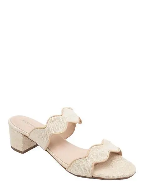 PATRICIA GREEN Palm Beach Scalloped Slide Sandals - Natural Linen