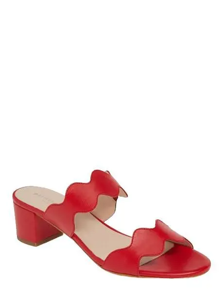PATRICIA GREEN Palm Beach Scalloped Slide Sandals - Red/red Leather