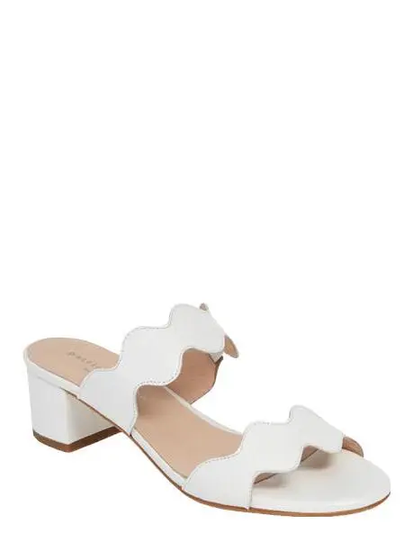 PATRICIA GREEN Palm Beach Scalloped Slide Sandals - White Leather