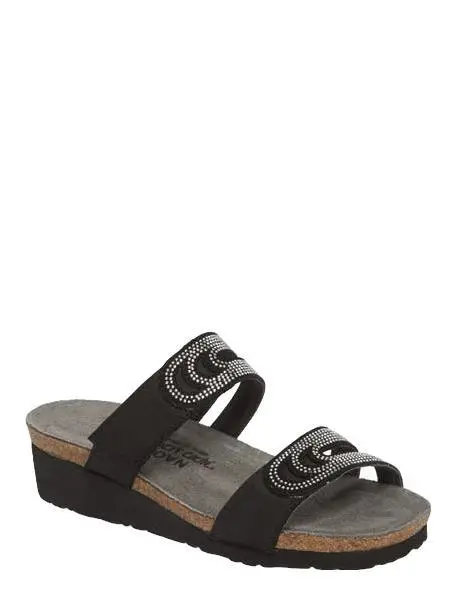 Naot Ainsley Studded Slide Sandal - Black Nubuck