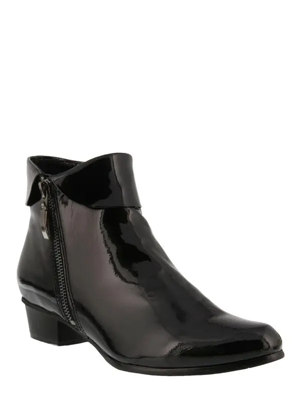 SPRING STEP SHOES Stockholm Foldover Cuff Bootie - Black Patent Leather
