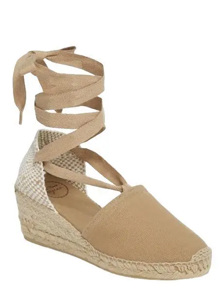 TONI PONS Valencia Espadrille Wedge - Stone Fabric