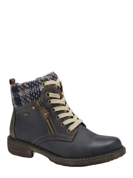SPRING STEP SHOES Khazera Lace-up Boots - Navy Faux Leather