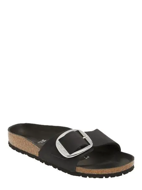 BIRKENSTOCK Madrid Big Buckle Slide Sandal - Black Leather