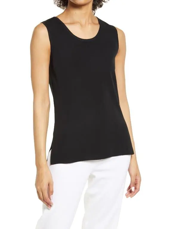 Ming Wang Scoop Neck Sweater Tank - Black