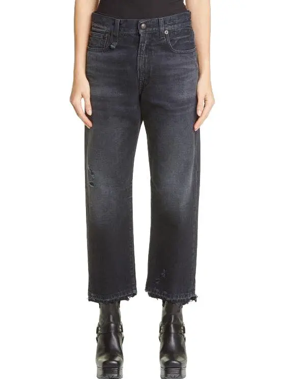 R13 Distressed Boyfriend Jeans - Jake Black