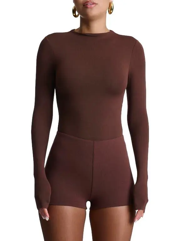Naked Wardrobe Nw Mockneck Bodysuit - Chocolate