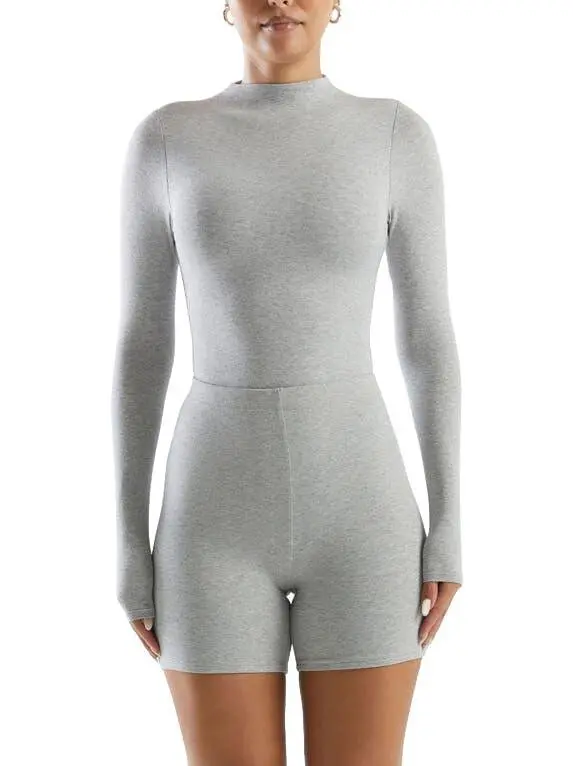 Naked Wardrobe Nw Mockneck Bodysuit - Heather Grey