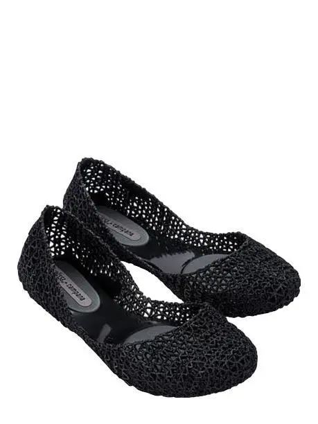 Melissa Campana Papel Vii Jelly Flat - Black Glitter/black