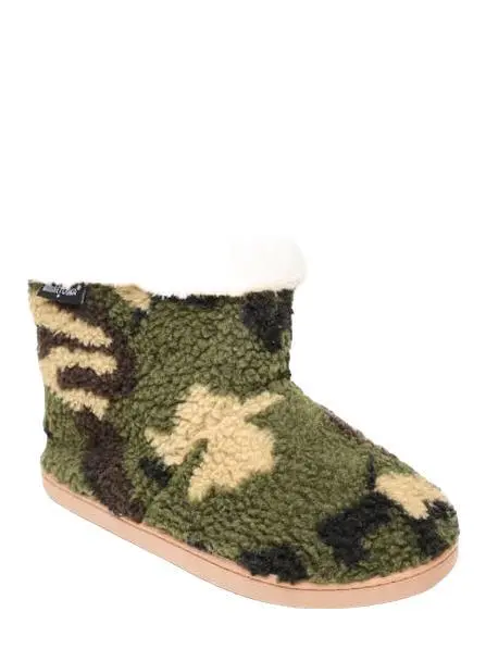 Minnetonka Betty Bootie Slipper - Green Camo Print