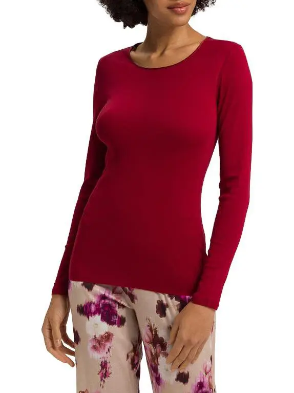 Hanro Seamless Long-sleeve Top - Red Dahlia