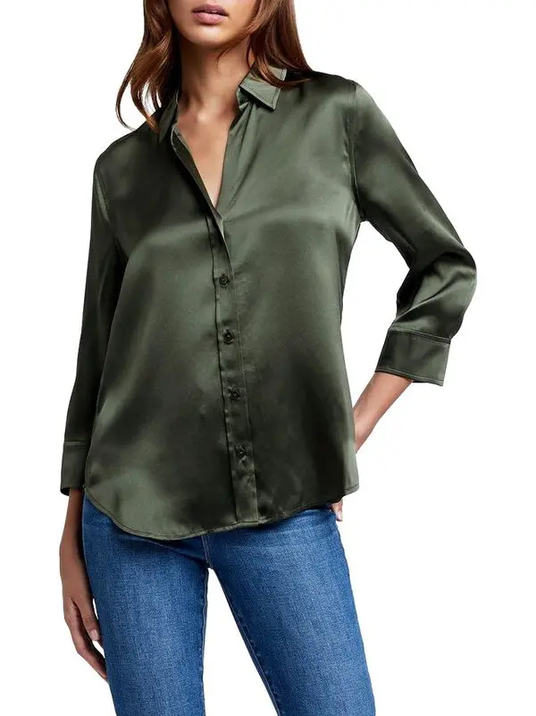 L'Agence Dani Silk Charmeuse Blouse - Beetle