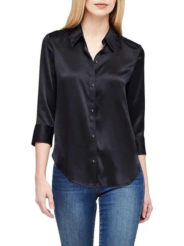 L'Agence Dani Silk Charmeuse Blouse - Black