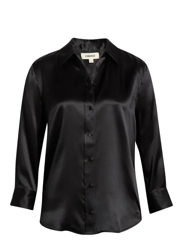L'Agence Dani Silk Charmeuse Blouse - Black/black