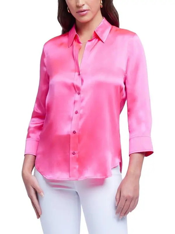 L'Agence Dani Silk Charmeuse Blouse - Ros