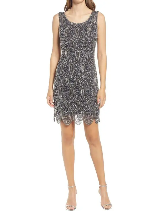 Pisarro Nights Beaded Mini Dress - Carbon