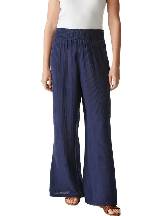 Michael Stars Smocked Wide Leg Pants - Nocturnal