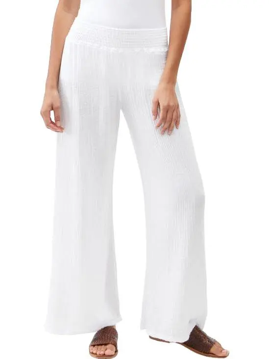 Michael Stars Smocked Wide Leg Pants - White