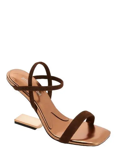 Jeffrey Campbell Geometric Heel Sandal - Brown Suede Combo
