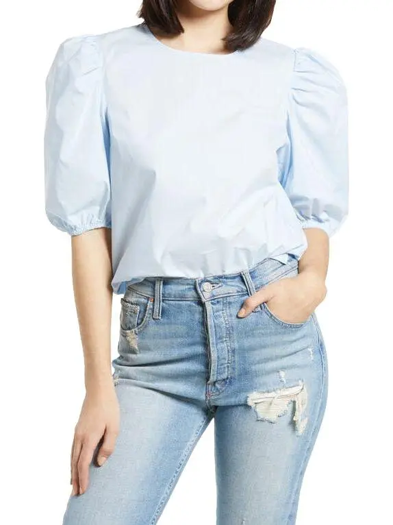 English Factory Puff Sleeve Top - Powder Blue
