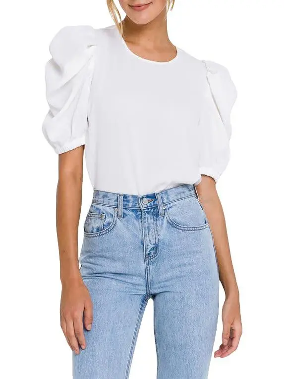 English Factory Puff Sleeve Top - White