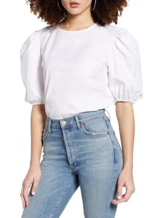 English Factory Puff Sleeve Top - White