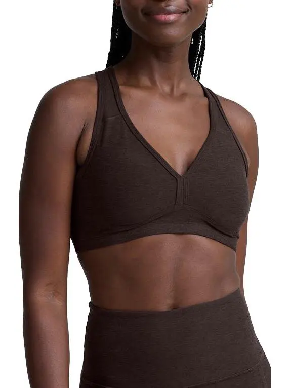 Beyond Yoga Lift Your Spirits Sports Bra - Dark Chocolate Heather