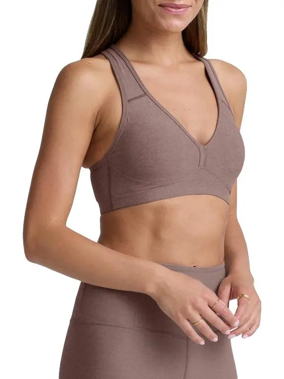 Beyond Yoga Lift Your Spirits Sports Bra - Rosey Taupe Heather