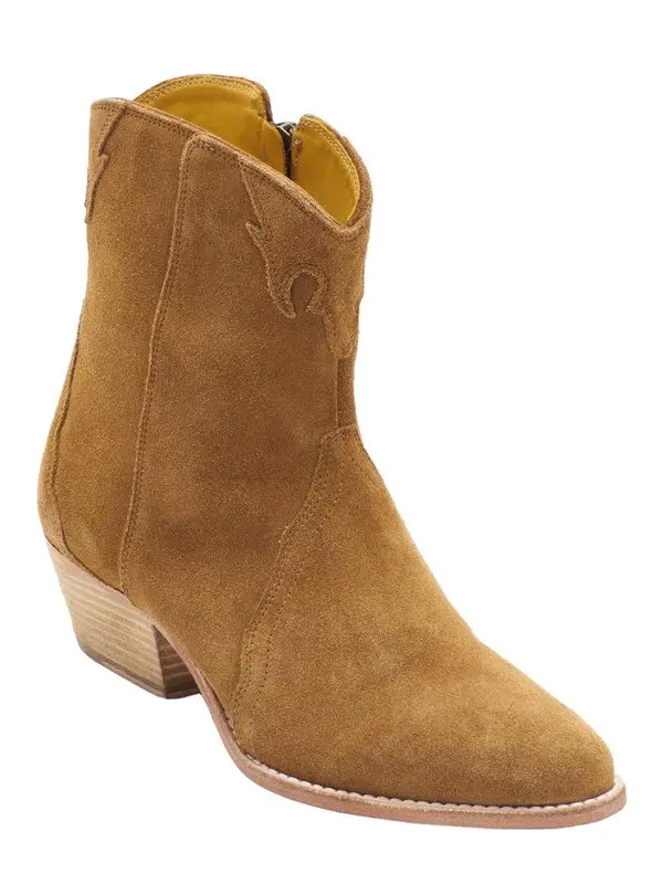 Free People New Frontier Western Booties - Camel Suede