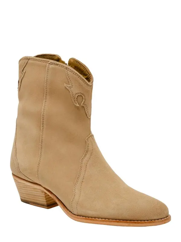 Free People New Frontier Western Booties - Oyster Suede
