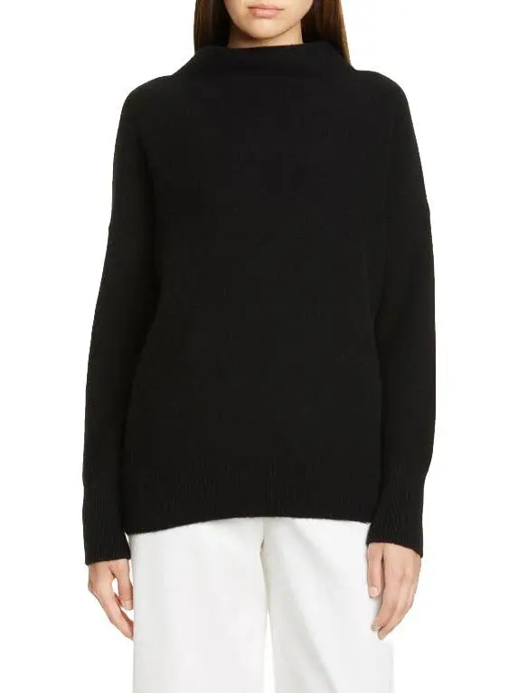 Vince Boiled Cashmere Funnel Neck Pullover - Black