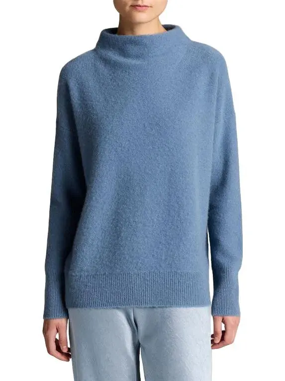 Vince Boiled Cashmere Funnel Neck Pullover - Blue Slate