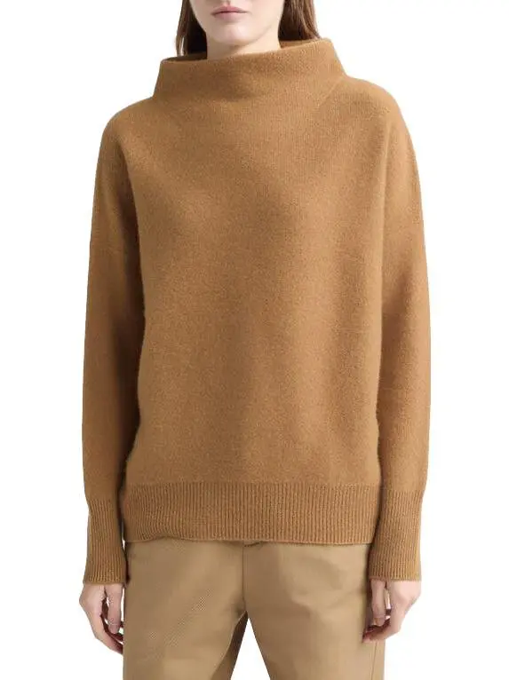 Vince Boiled Cashmere Funnel Neck Pullover - Dark Carmello