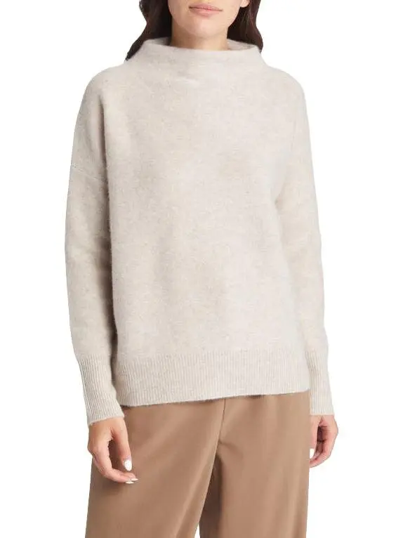 Vince Boiled Cashmere Funnel Neck Pullover - Marble