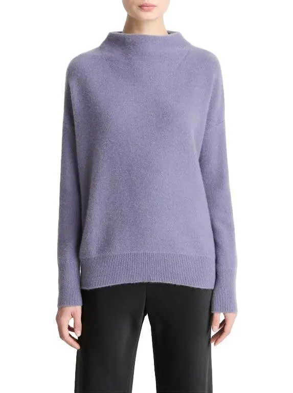 Vince Boiled Cashmere Funnel Neck Pullover - Mauve Iris