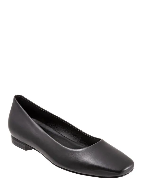 Trotters Honor Leather Flat - Black Leather