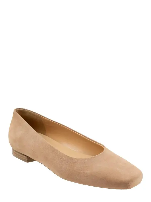 Trotters Honor Leather Flat - Taupe Nubuck