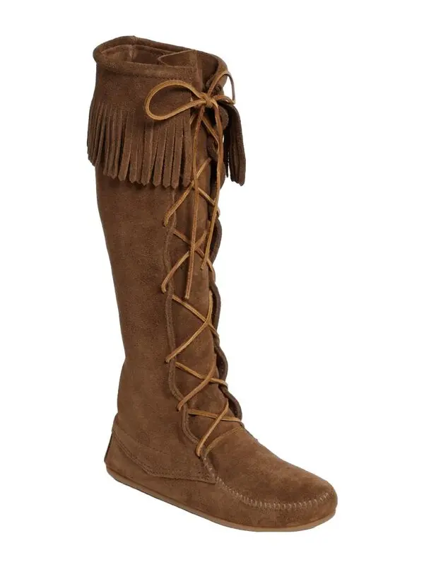 Minnetonka Lace-up Boots - Brown Suede