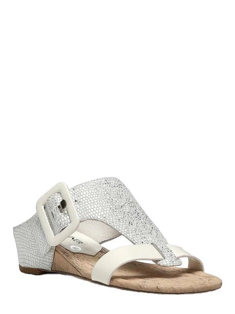 DONALD PLINER Ofelia Embossed Leather Sandals - Silver Bone