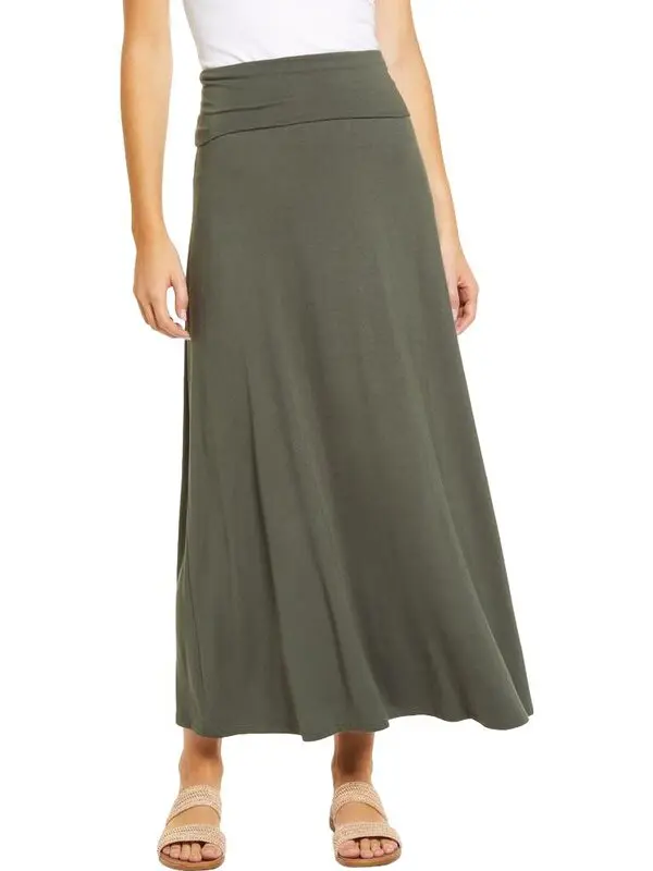 Loveappella Roll Top Maxi Skirt - Dk Olive
