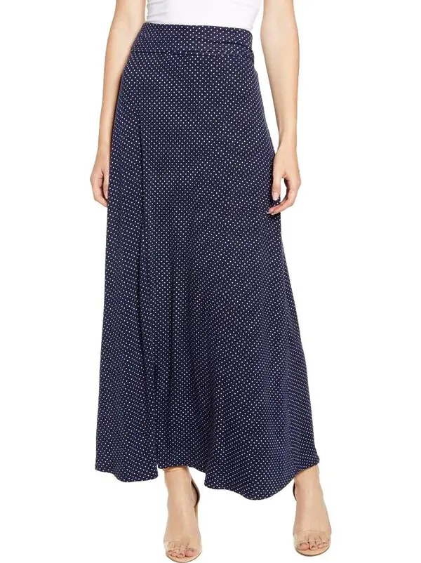 Loveappella Roll Top Maxi Skirt - Navy/ Ivory