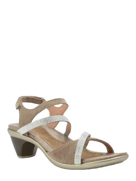 Naot Innovate Sandal - Almond Suede/ Clear Rhinestone